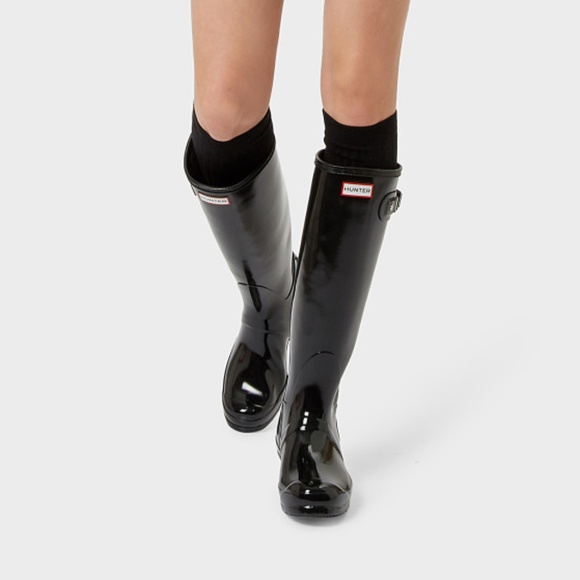 Hunter | Shoes | Original Black Tall Gloss Hunter Boots | Poshmark